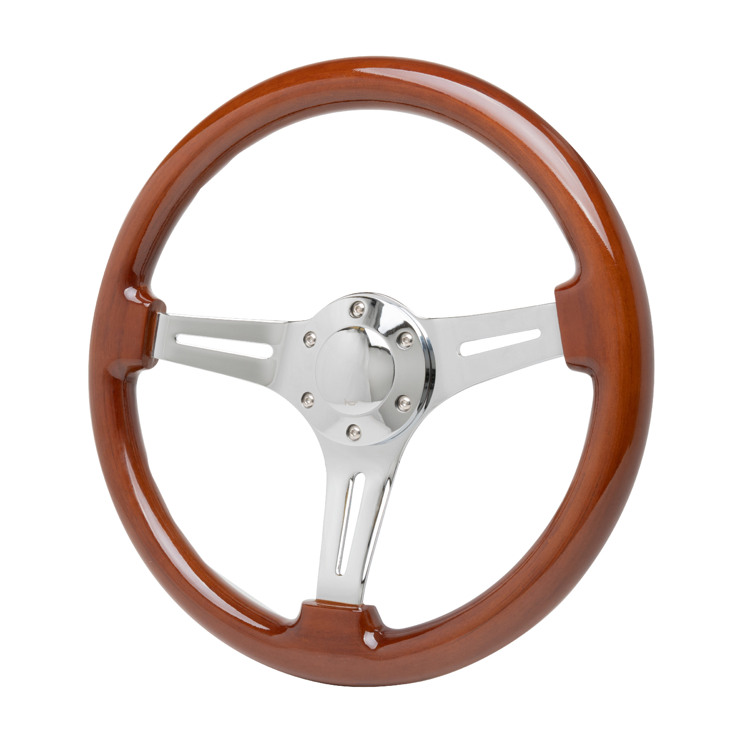 14″ Vintage Style Wood Steering Wheel – Chrome – Racing Power Company