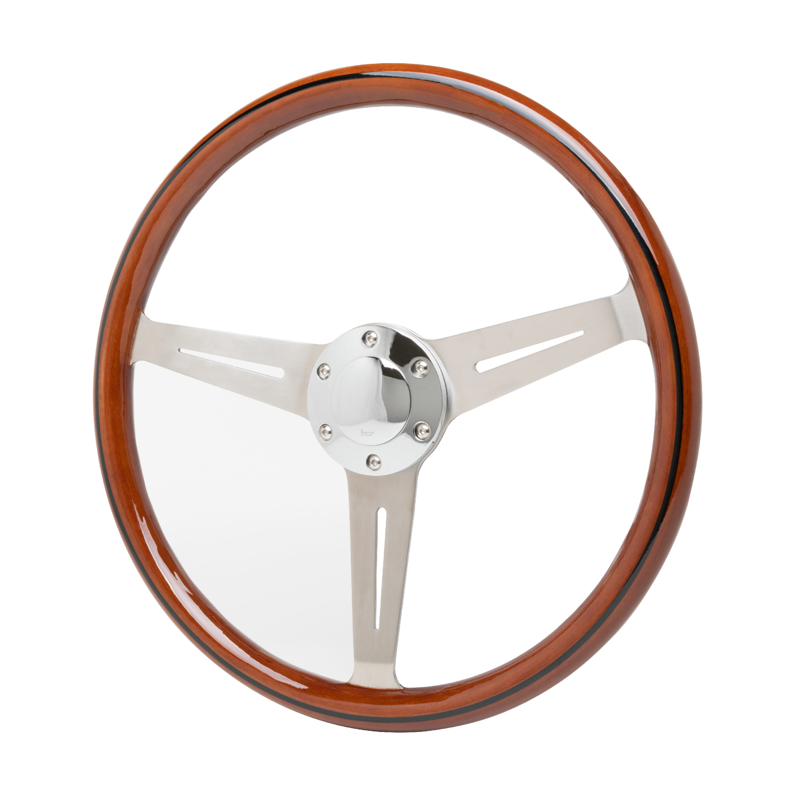 15″ Vintage Style V2 Wood Steering Wheel – Brushed Stainless – Racing ...