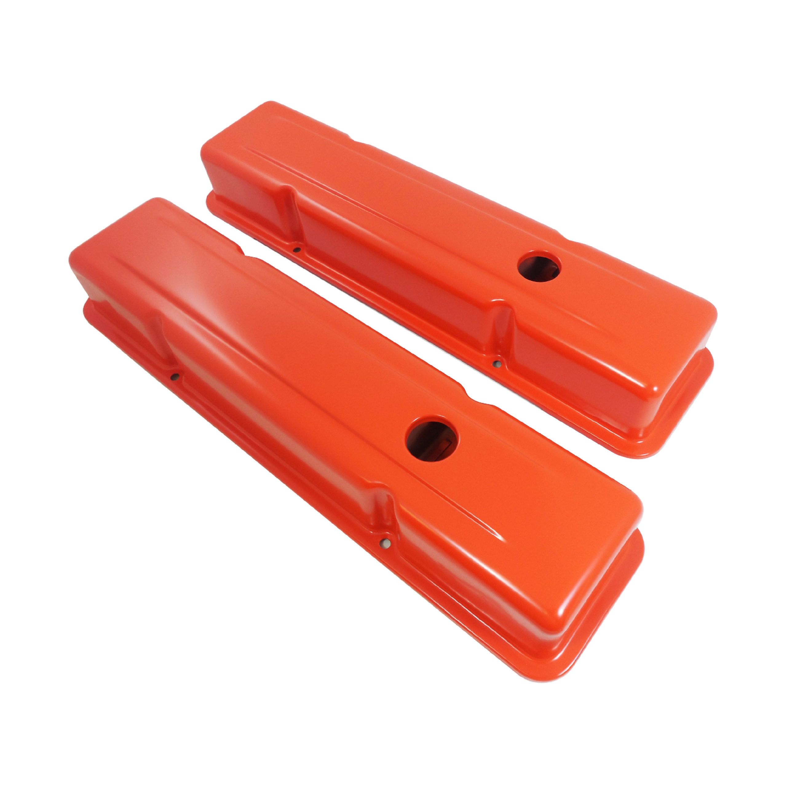 1958-86 SBC Steel Valve Covers – Orange – Racing Power Company
