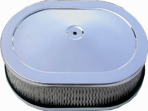 12″ Oval Stamped Steel Air Cleaner Set – Chrome – Racing Power Company
