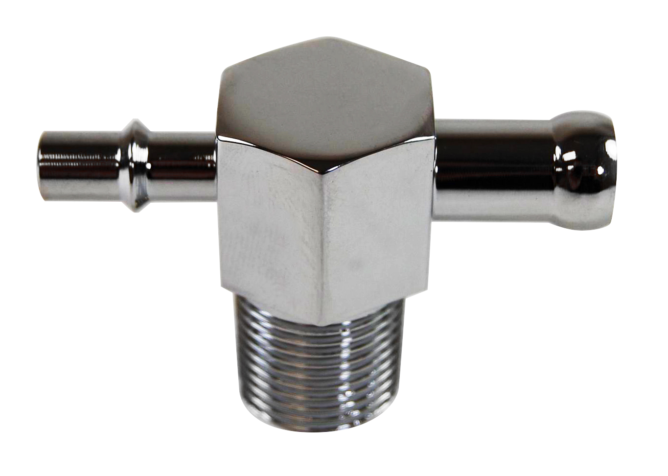 Alum t fitting 3/8″ npt – 3/8″ & 1/4″ barbs – Racing Power Company