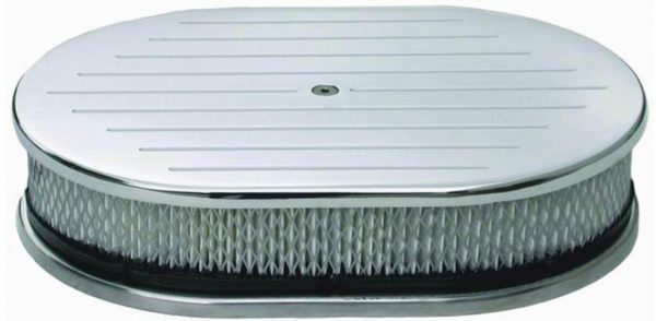 12″ x 2″ Ball Milled Polished Aluminum Oval Air Cleaner Set – Racing ...