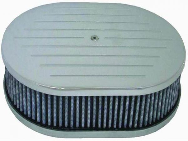 12″ x 2″ Ball Milled Chrome Aluminum Oval Washable Air Cleaner Set ...
