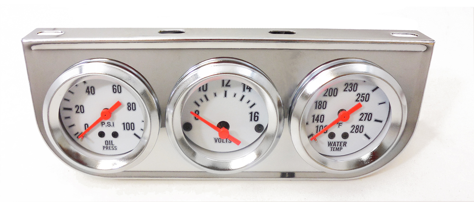 2″ triple gauge kit oil/voltage/water -chrome – Racing Power Company