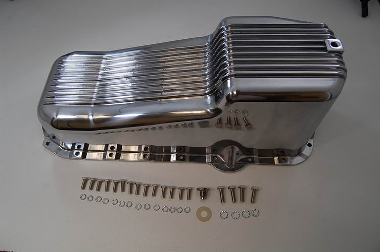 1980-85 SBC Finned Aluminum Oil Pan – Passenger Side Dipstick ...