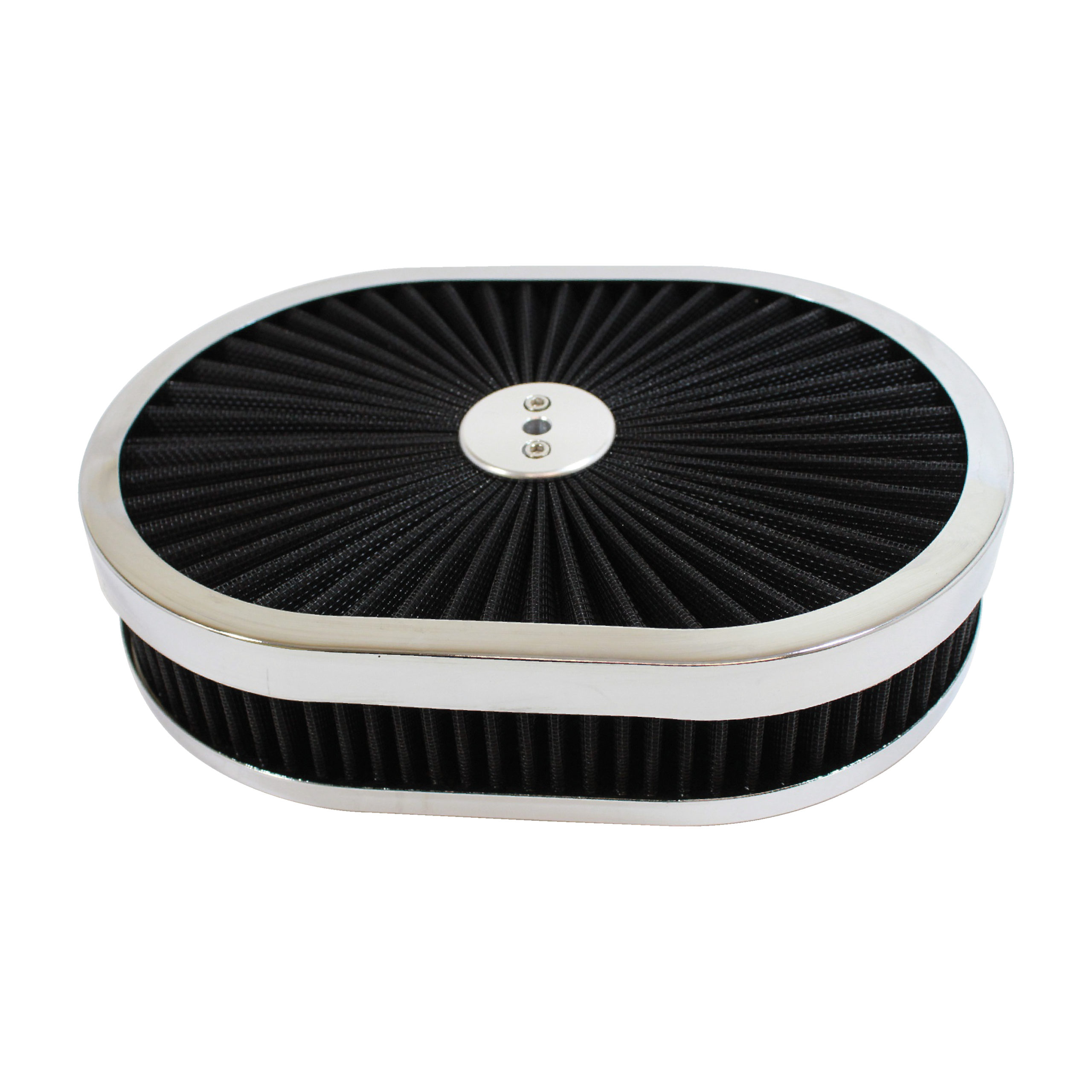 12″ Super Flow Oval Air Cleaner Set – Chrome/Black – Racing Power Company
