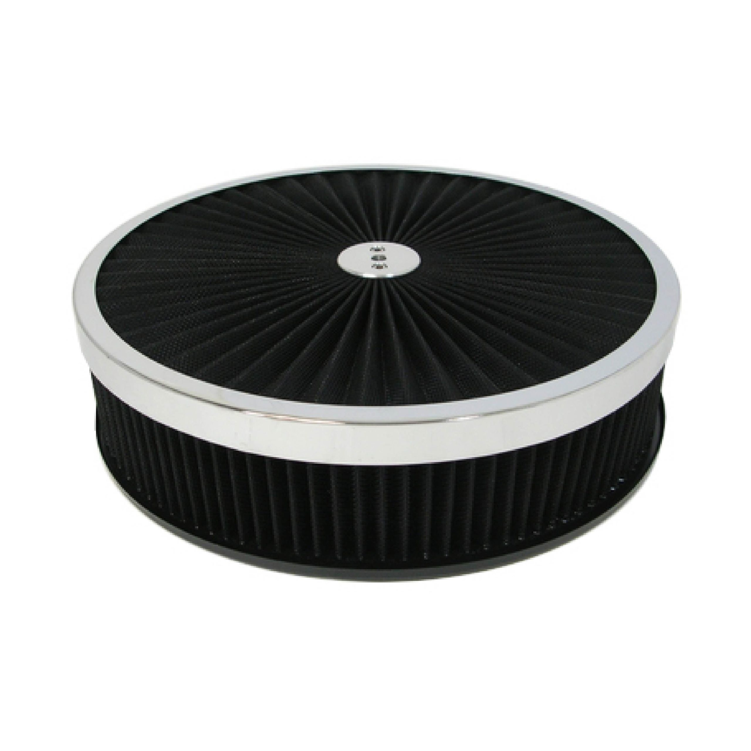 14″ Black W/ Chrome Lip Round Super Flow Air Cleaner Set – Racing Power ...