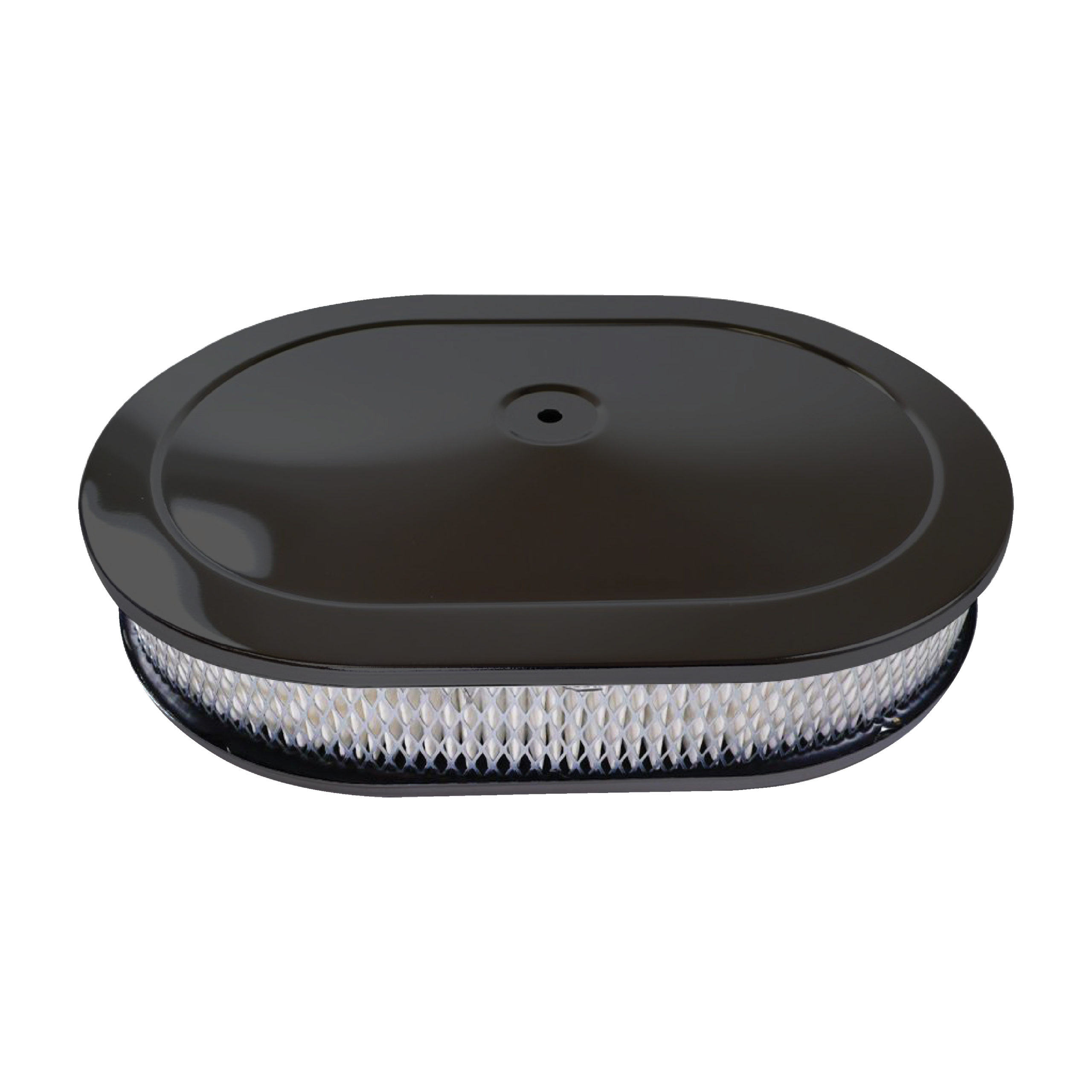 12″ Oval Stamped Steel Air Cleaner Set – Black – Racing Power Company