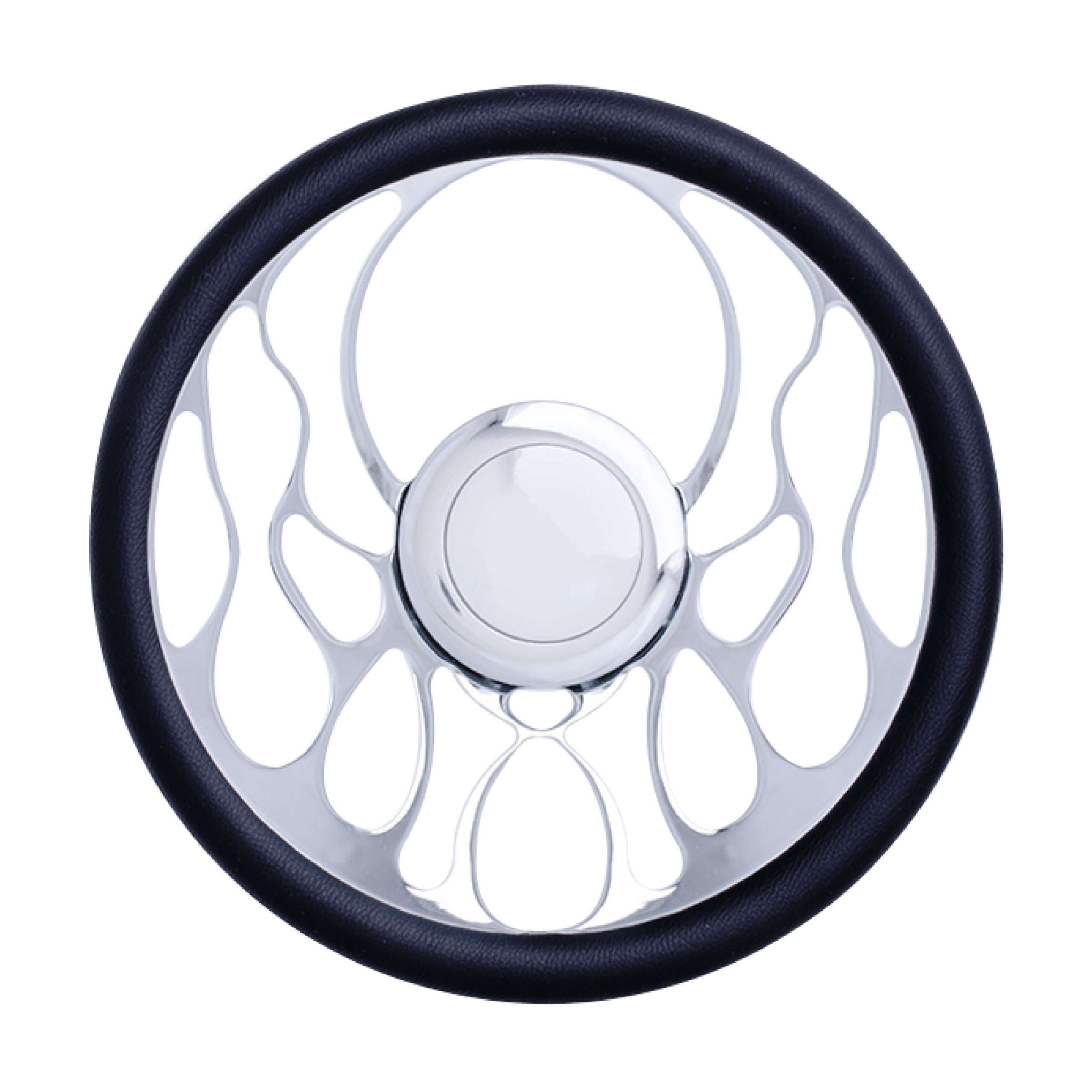 14″ Billet “Flame Up” Style Steering Wheel Kit – Chrome – Racing Power ...